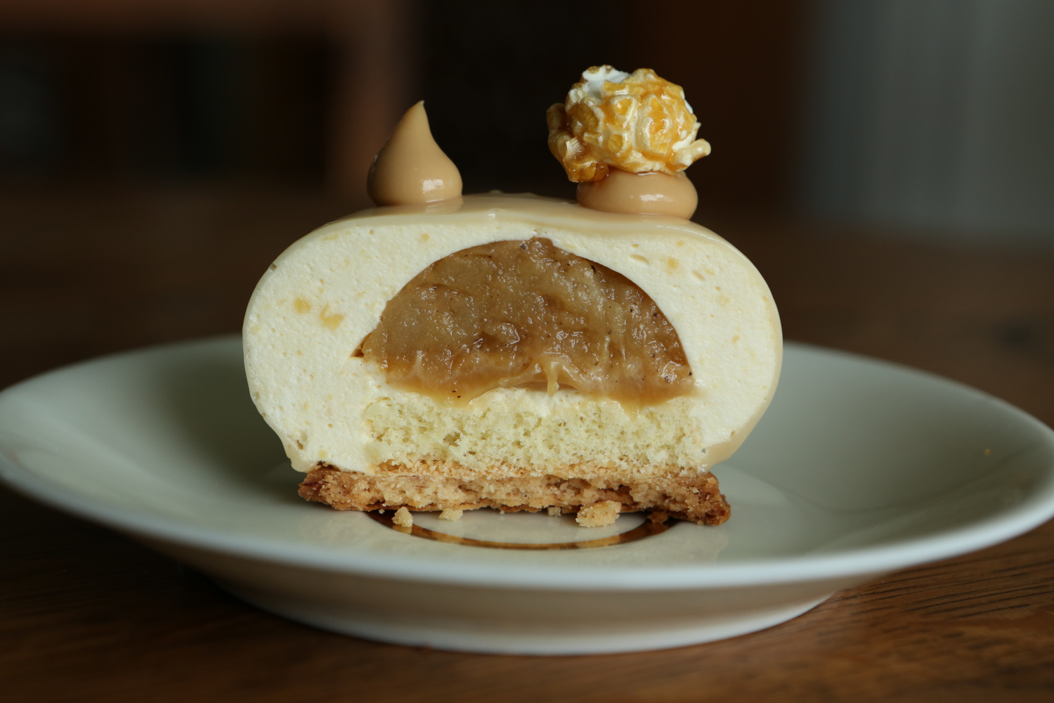 Entremet Pop Corn Caramel et Pommes - Les Assiettes à Dessert